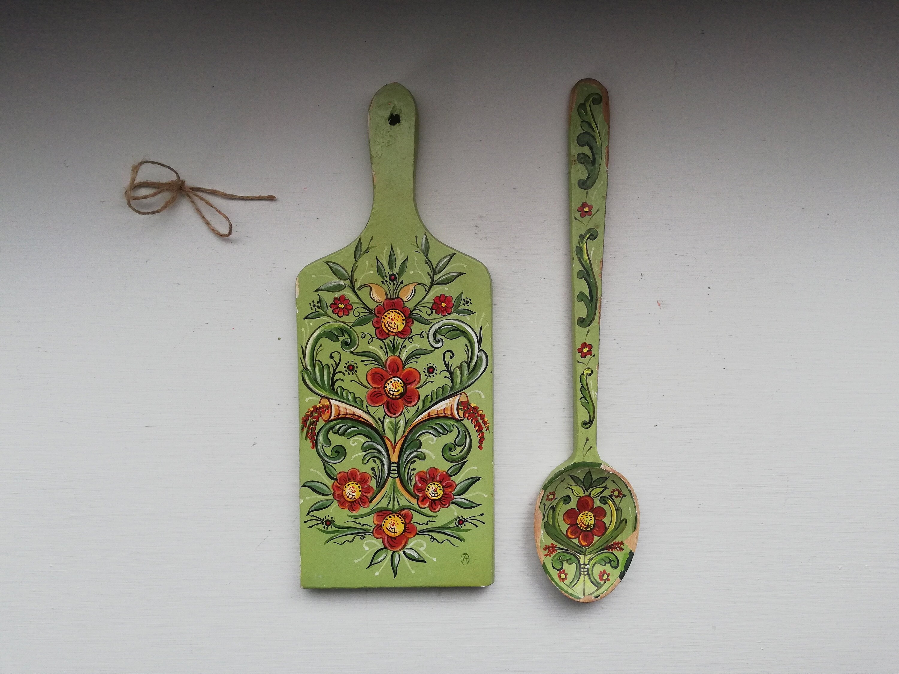 Antique Norwegian Folk Art Rosemaling Wooden Set Board and - Etsy