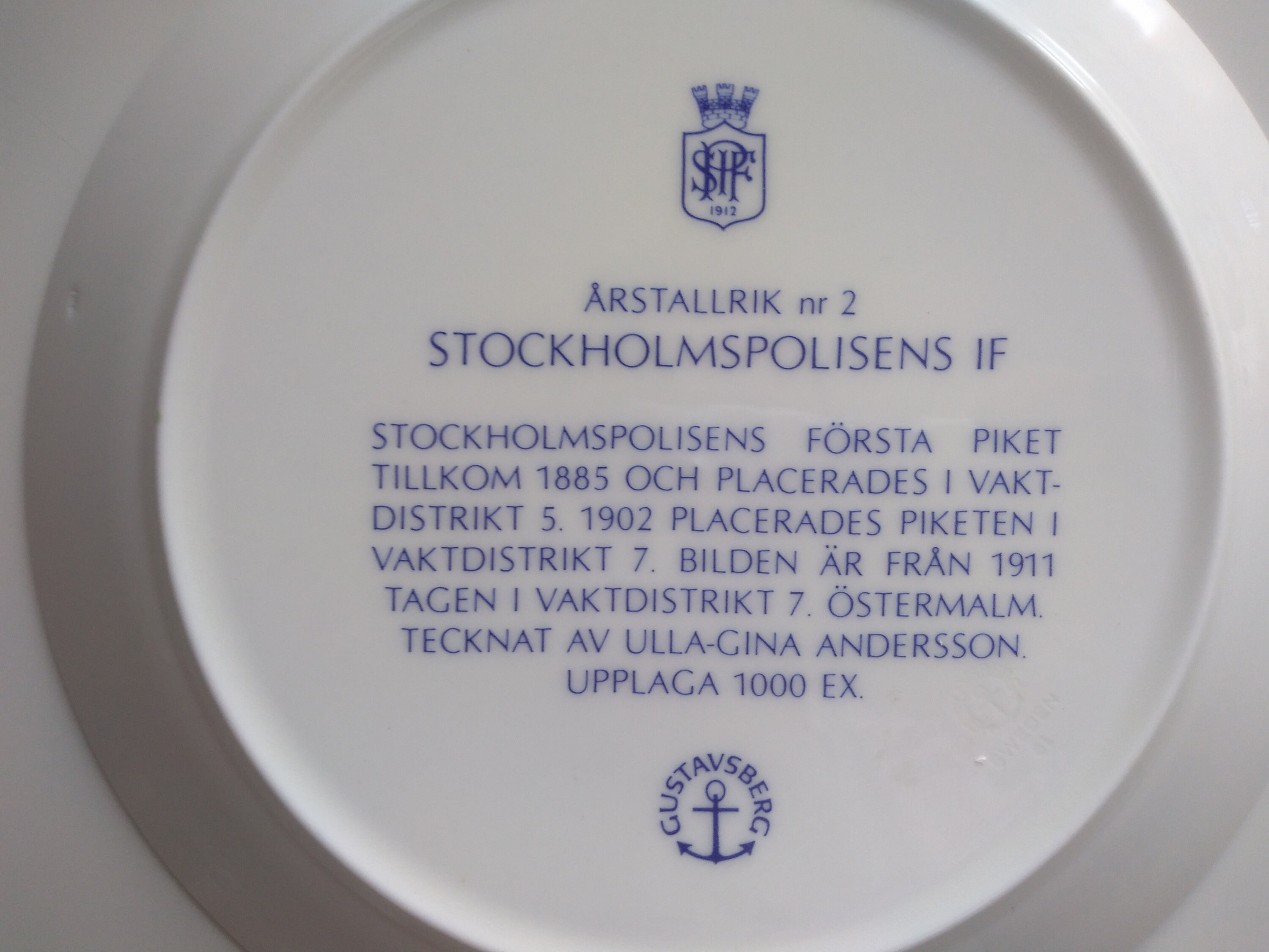 GUSTAVSBERG Pottery Plate STOCKHOLMS POLISEN 1981. | Etsy