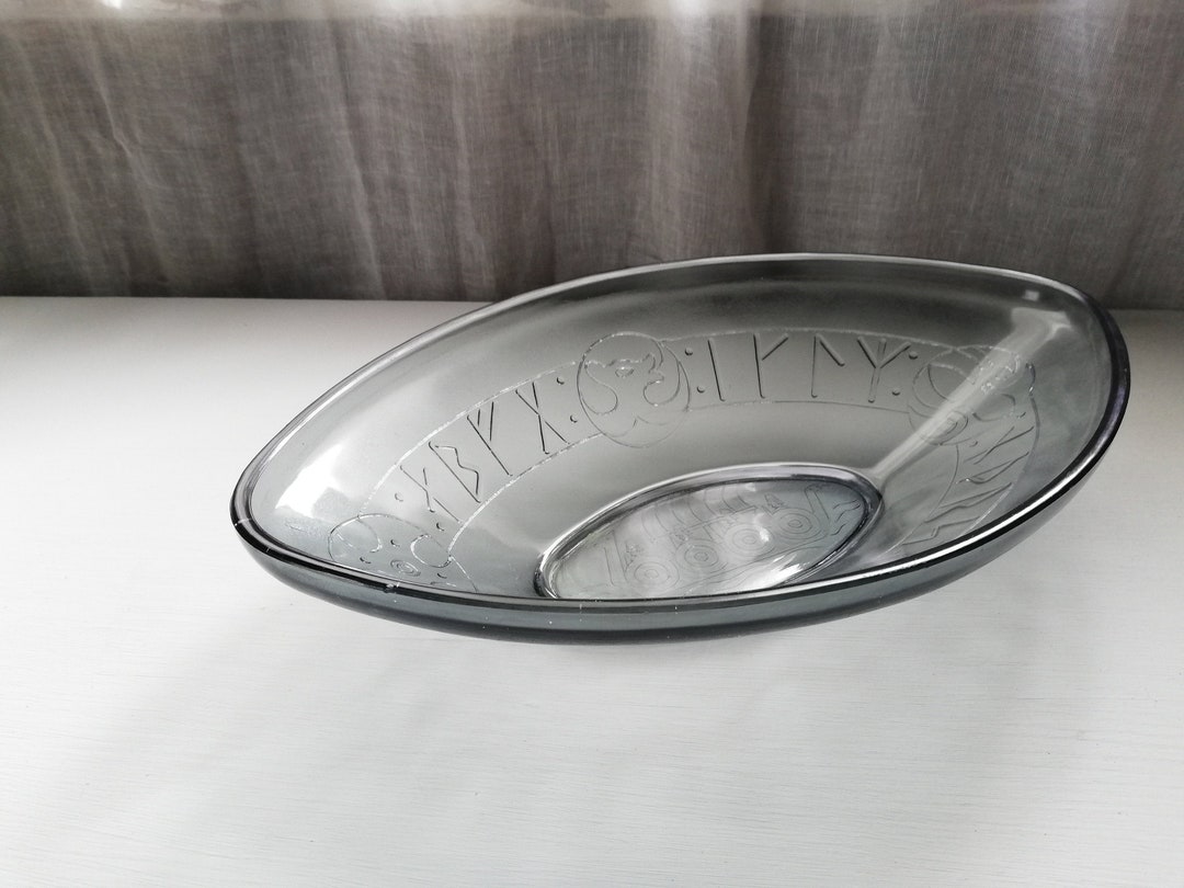Norwegian Glass Art Bowl: Viking Ship Runes Decor - Etsy