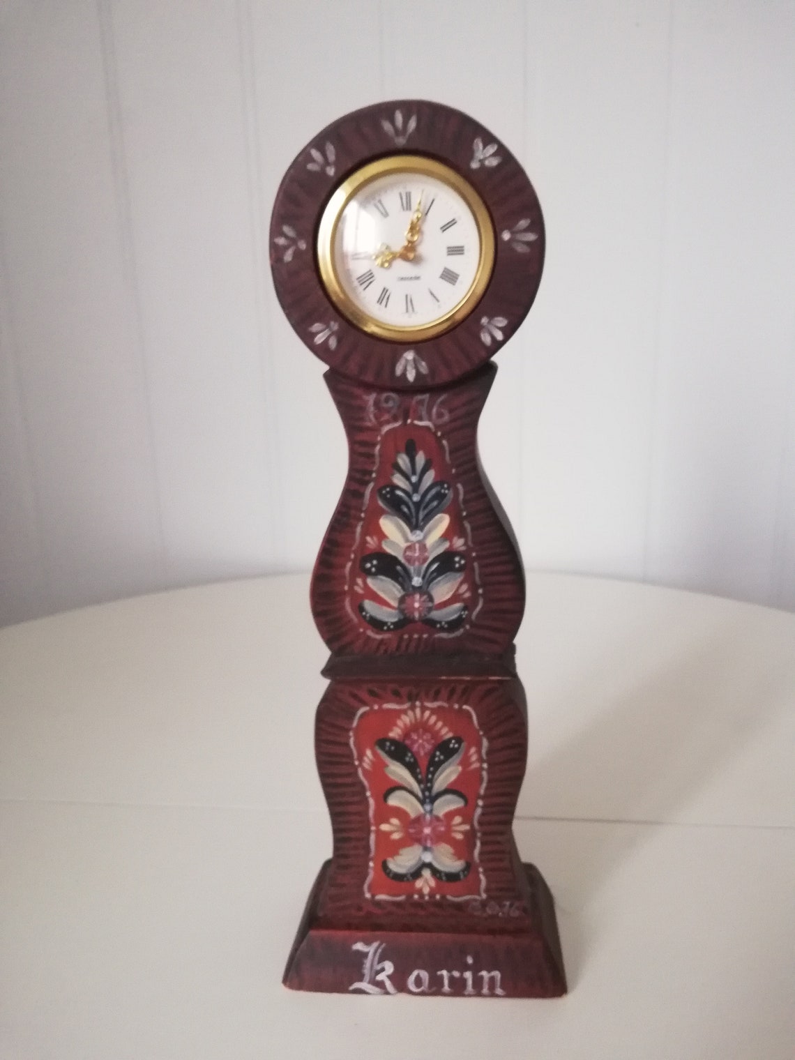 Norwegian Clock With Rosemaling Folk Art Painted Clock | Etsy