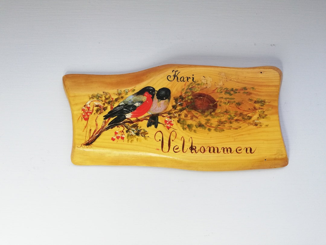 Scandinavian Welcome Sign Velkommen Vintage Wall Decor Hand Painting ...