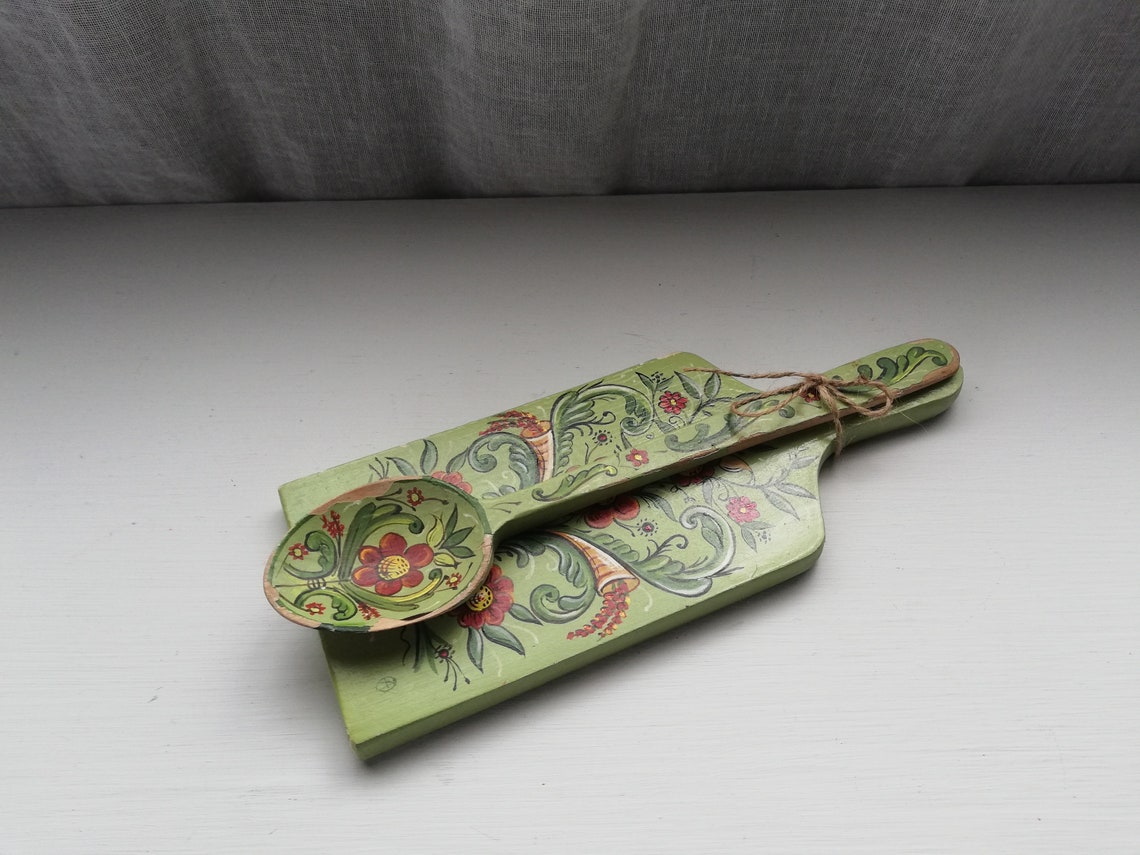 Antique Norwegian Folk Art Rosemaling Wooden Set Board and - Etsy