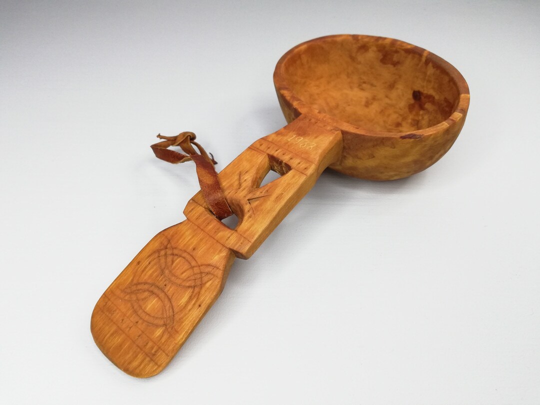 Antique 1938s Icelandic Kuksa Mug: Hand-carved Plum Tree, Viking Motive ...