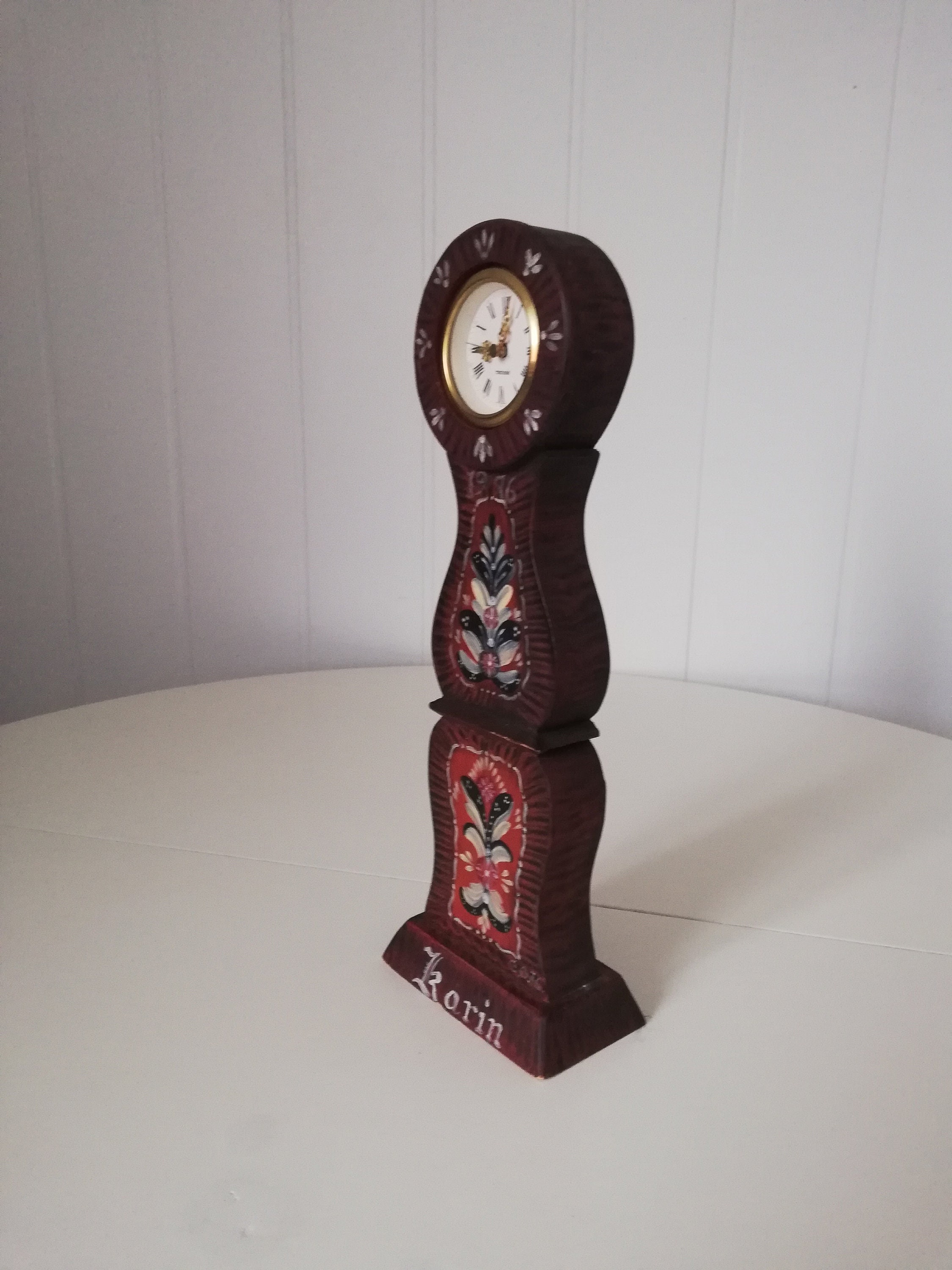 Norwegian Clock With Rosemaling Folk Art Painted Clock | Etsy