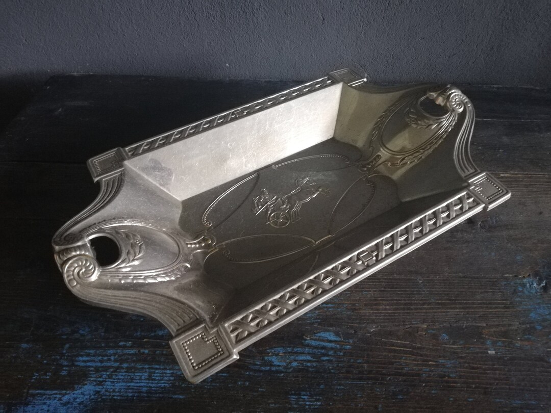 Pewter Serving Tray With Engraving Achilles at Trojan War Greek History ...