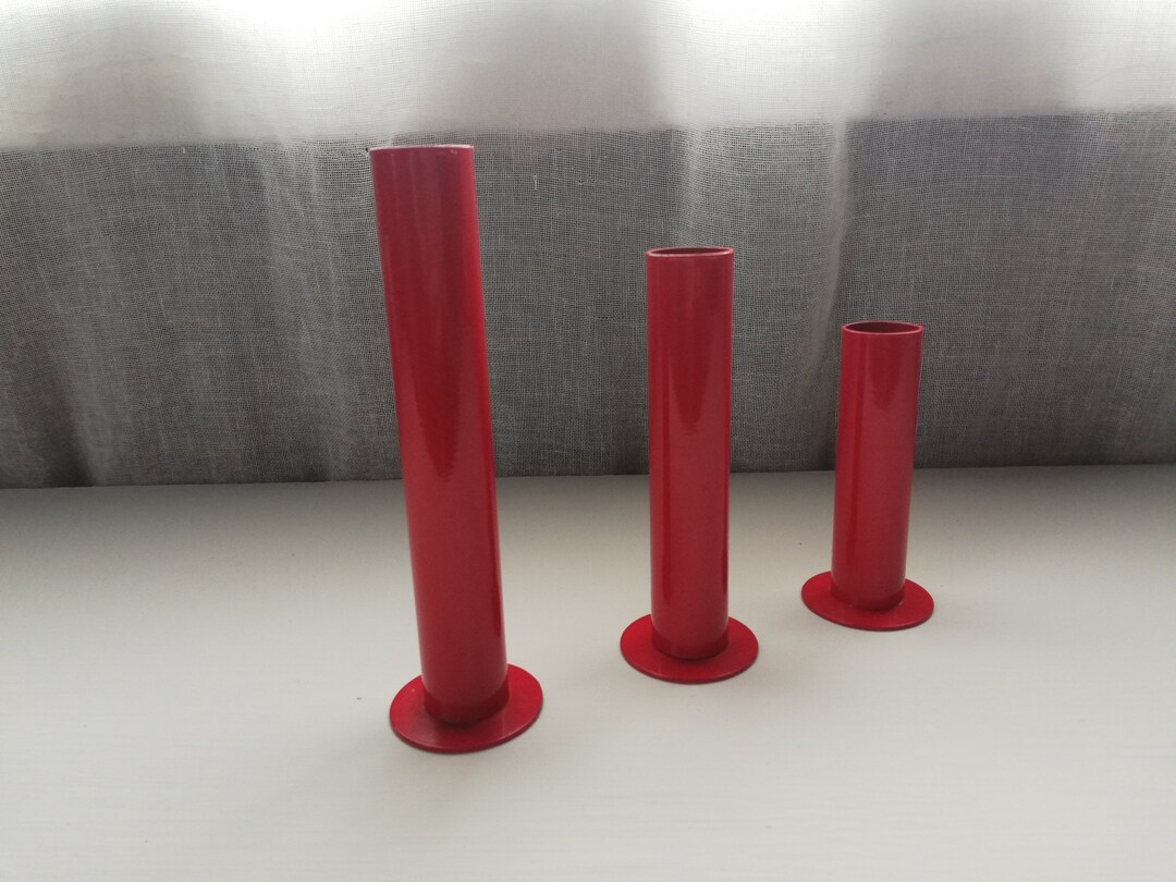Modern Mid Century Scandinavian Red Metal Candle Holder Set of 3 - Etsy