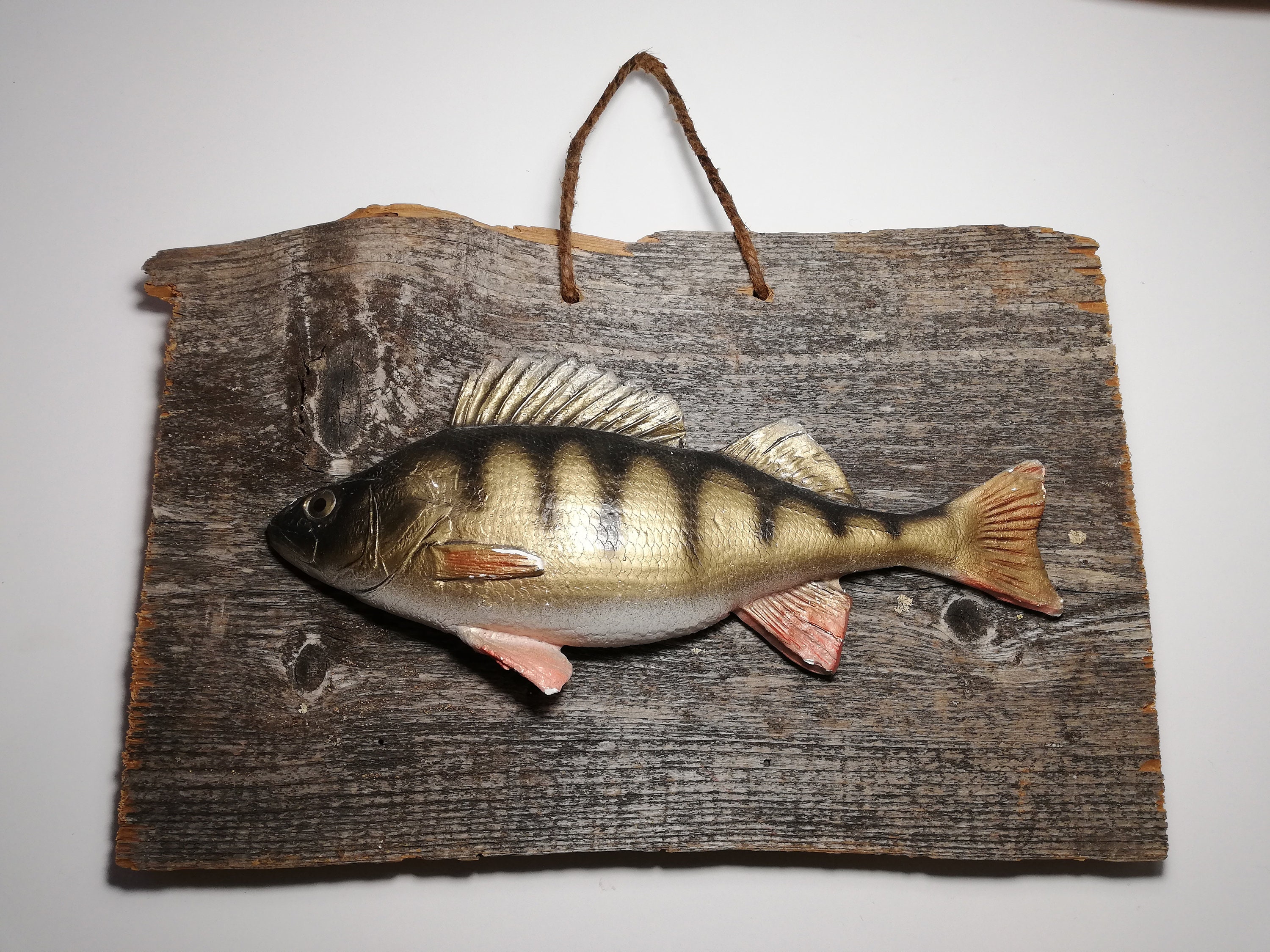 Wooden End Plaster Fish Perch Wall Decor Handmade Painted | Etsy