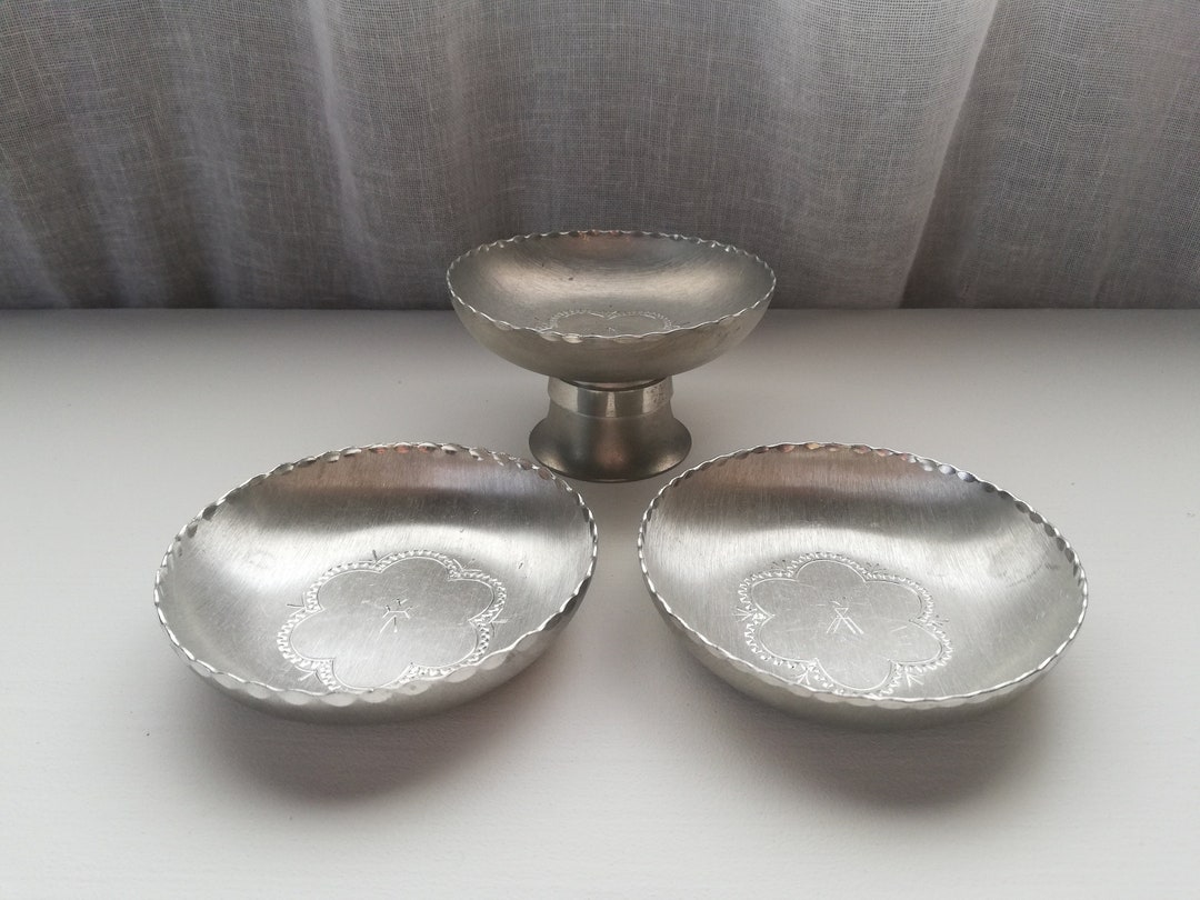 Bowl Set of 3 Lapland Pewter- With Runes-handmade Vintage - Etsy