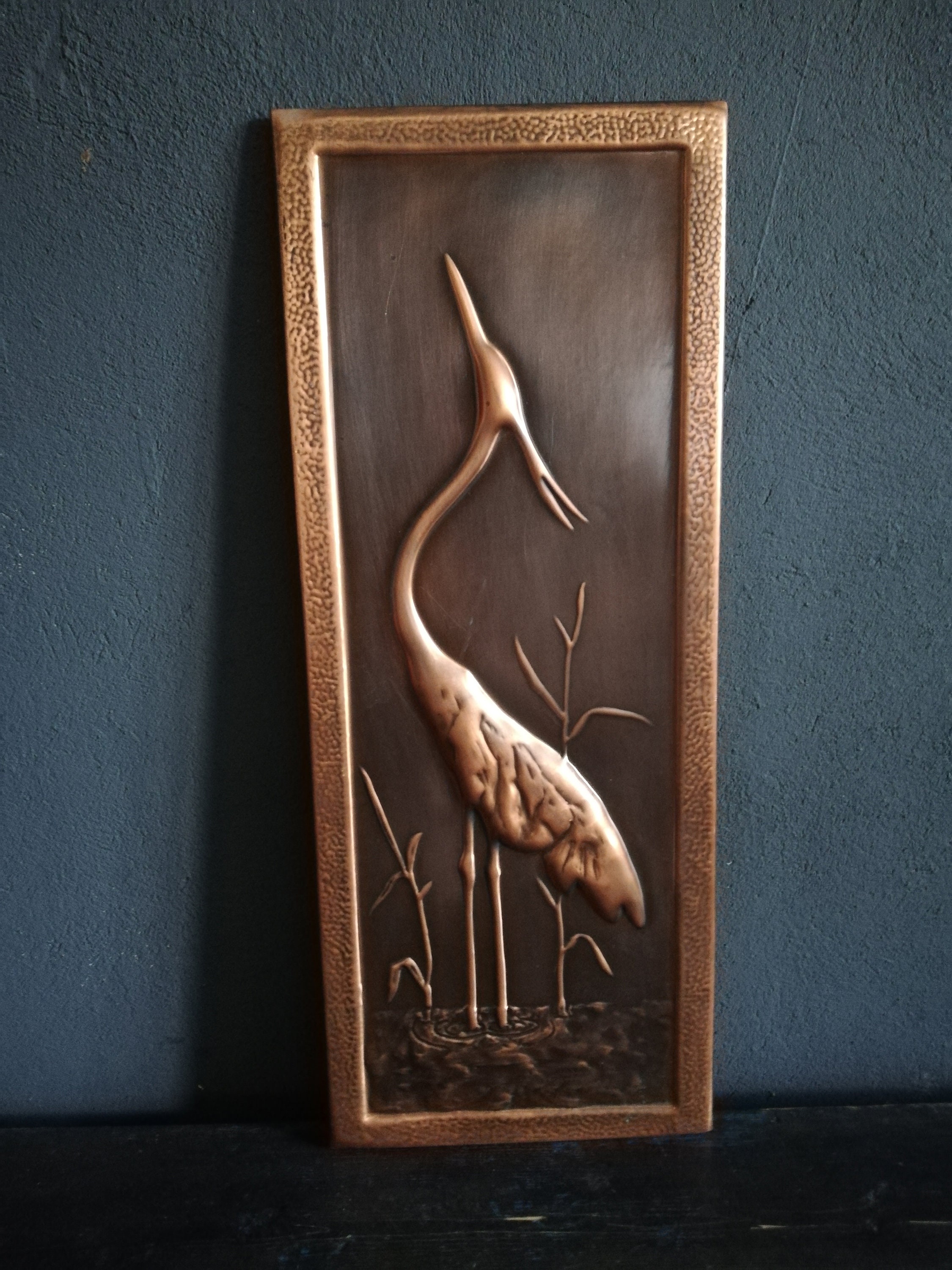 Copper Wall Decor Crane Hammered Copper Home Interior Copper - Etsy