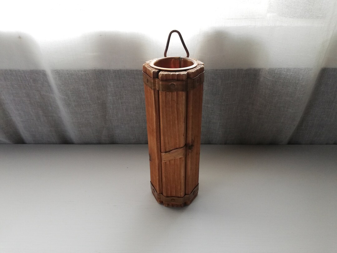 Scandinavian Antique Wall Pocket Natural Wooden With Copper Handmade ...