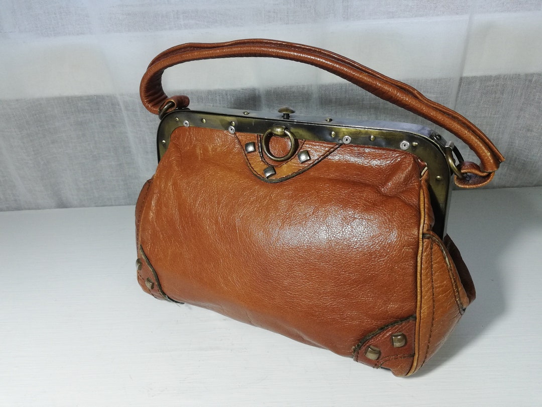 70s Womens Handbags Brown Leather Bag - Etsy