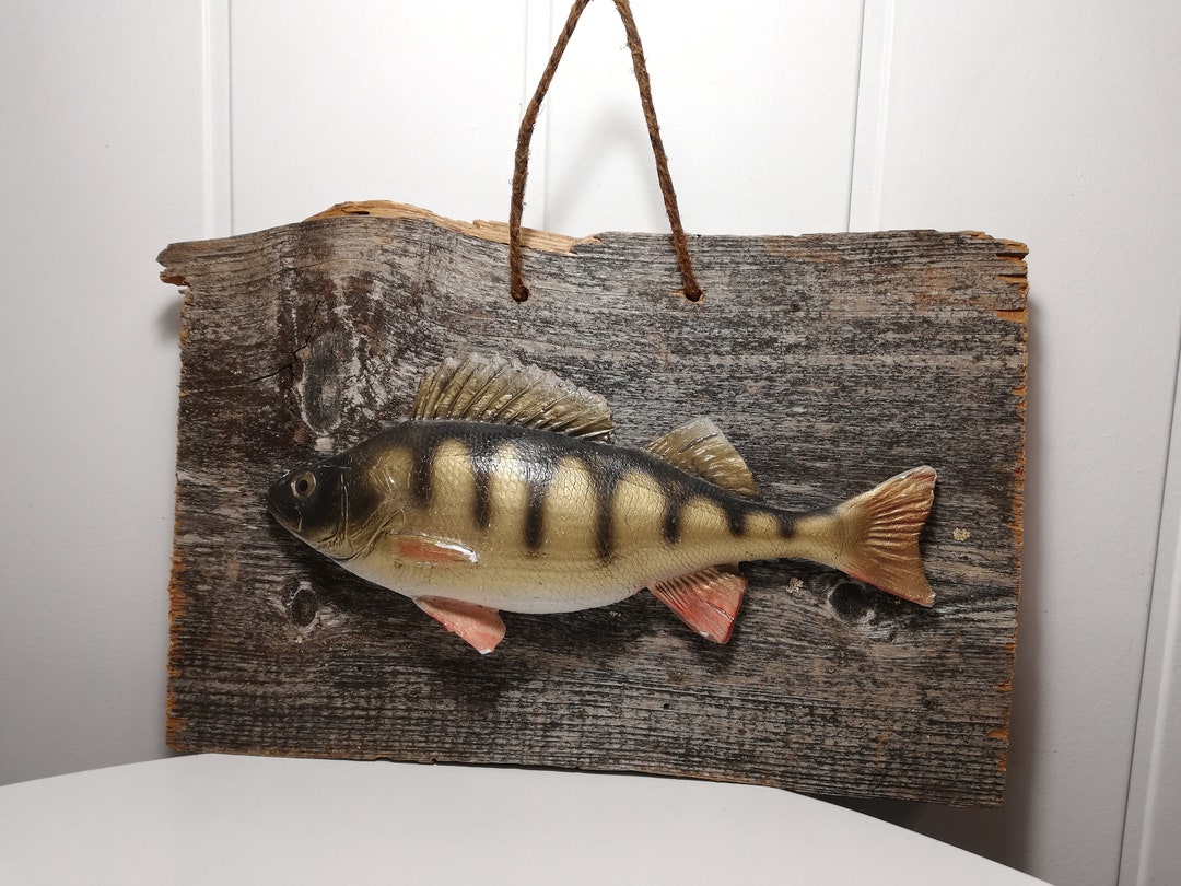 Wooden End Plaster Fish Perch Wall Decor Handmade Painted Sweden - Etsy