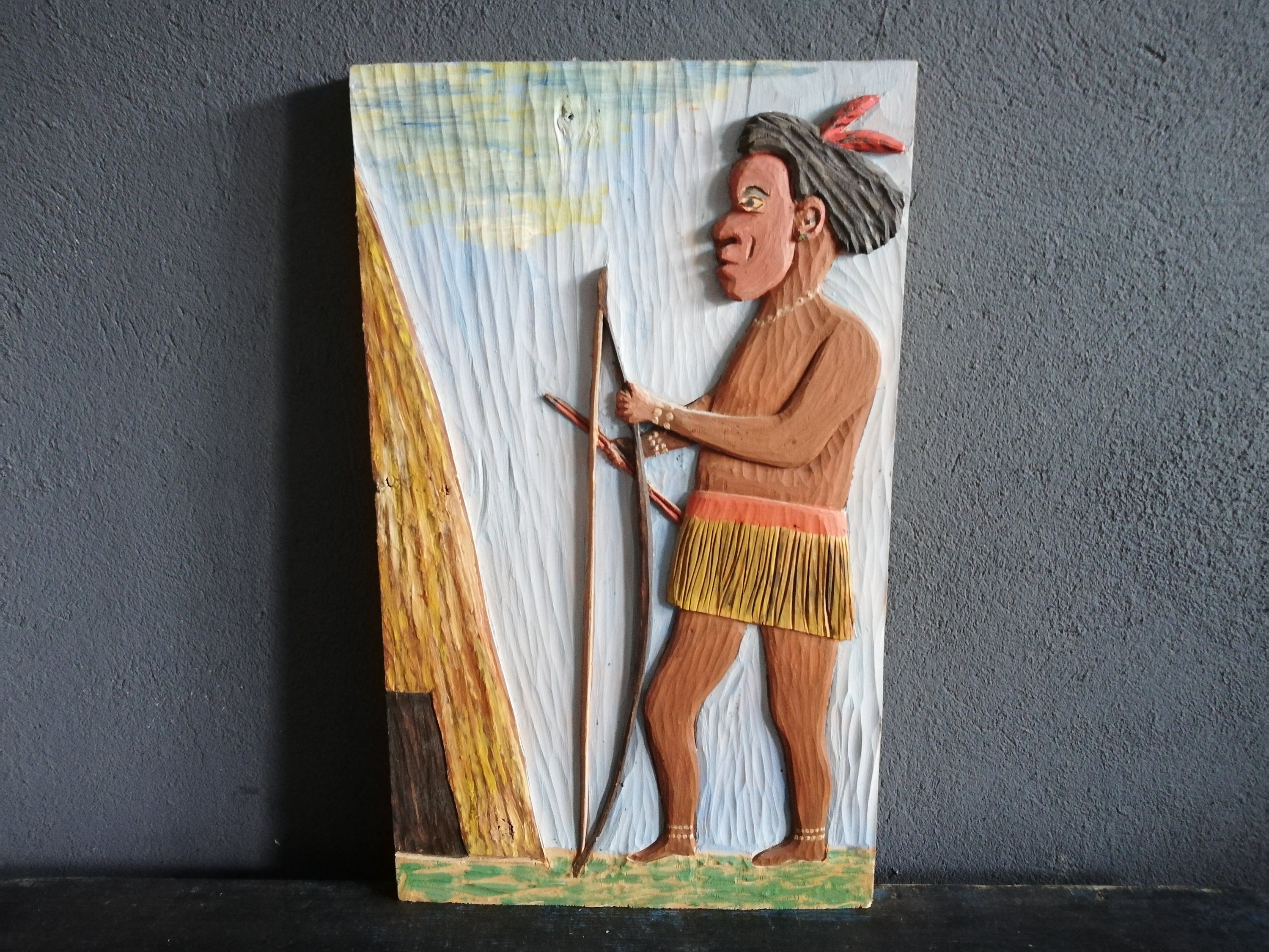 Native Wall Decor Hand Carved Hand Painting Natural Wood Art | Etsy