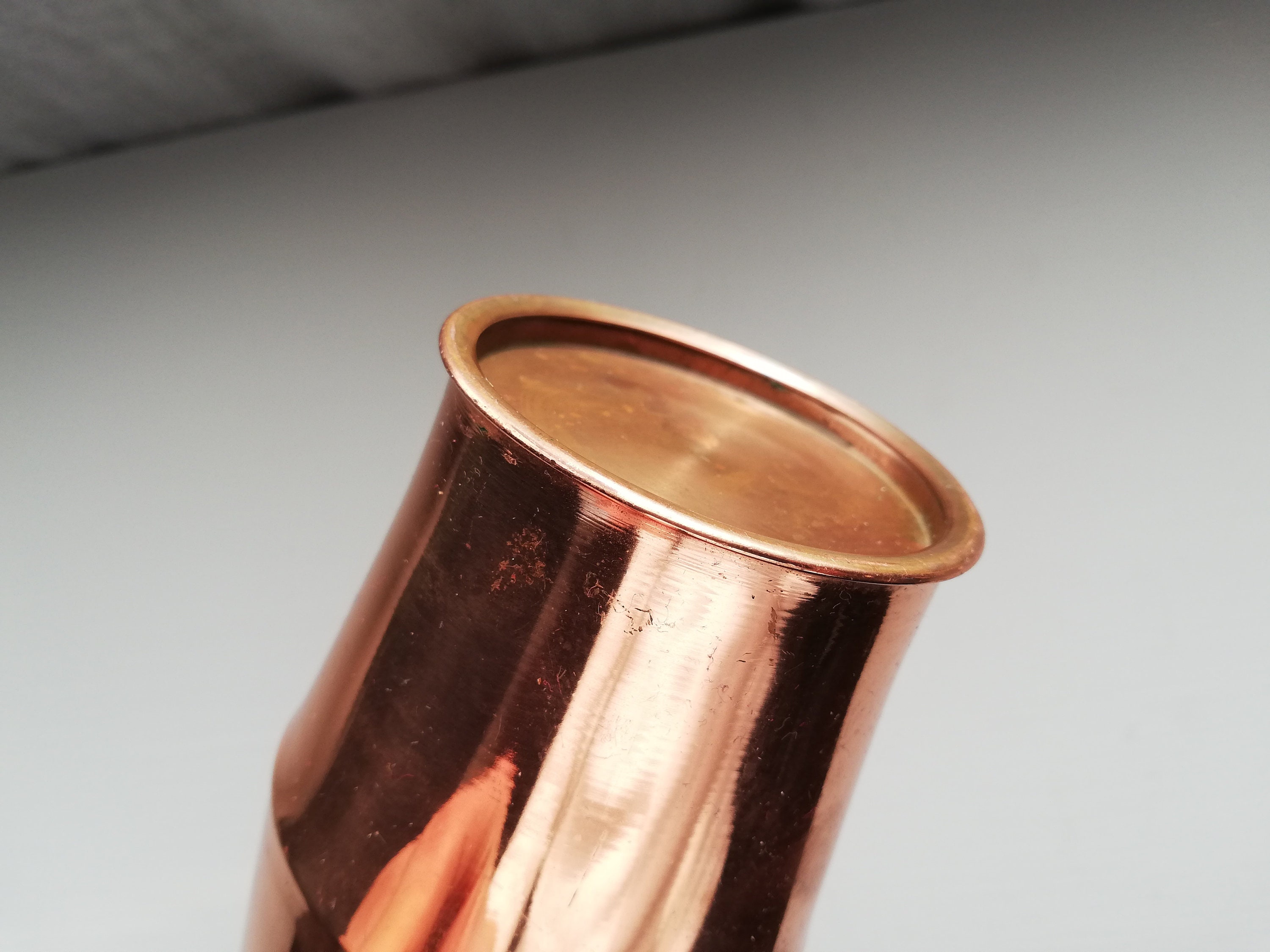 Mid Century Modern Large Size Copper Vase With Teak Wooden Handle ...