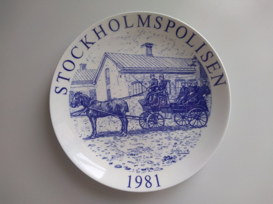 GUSTAVSBERG Pottery Plate - STOCKHOLMS POLISEN 1981. Collectible Plate ...
