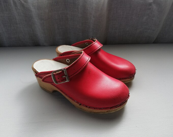 Red Vintage Clogs Made in Sweden - Size EUR 33, US 3 - Etsy