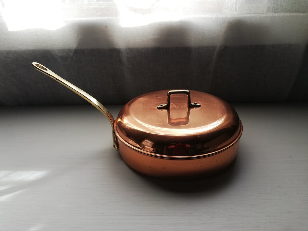 Vintage Swedish Copper Pan With Brass Handle & Lid - Etsy