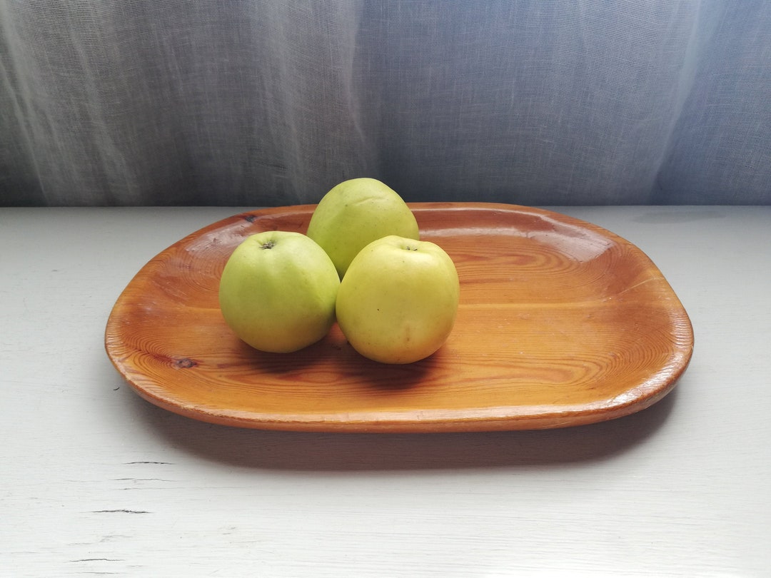 Serving Tray Fruit Plate Natural Wooden Scandinavian Vintage - Etsy UK