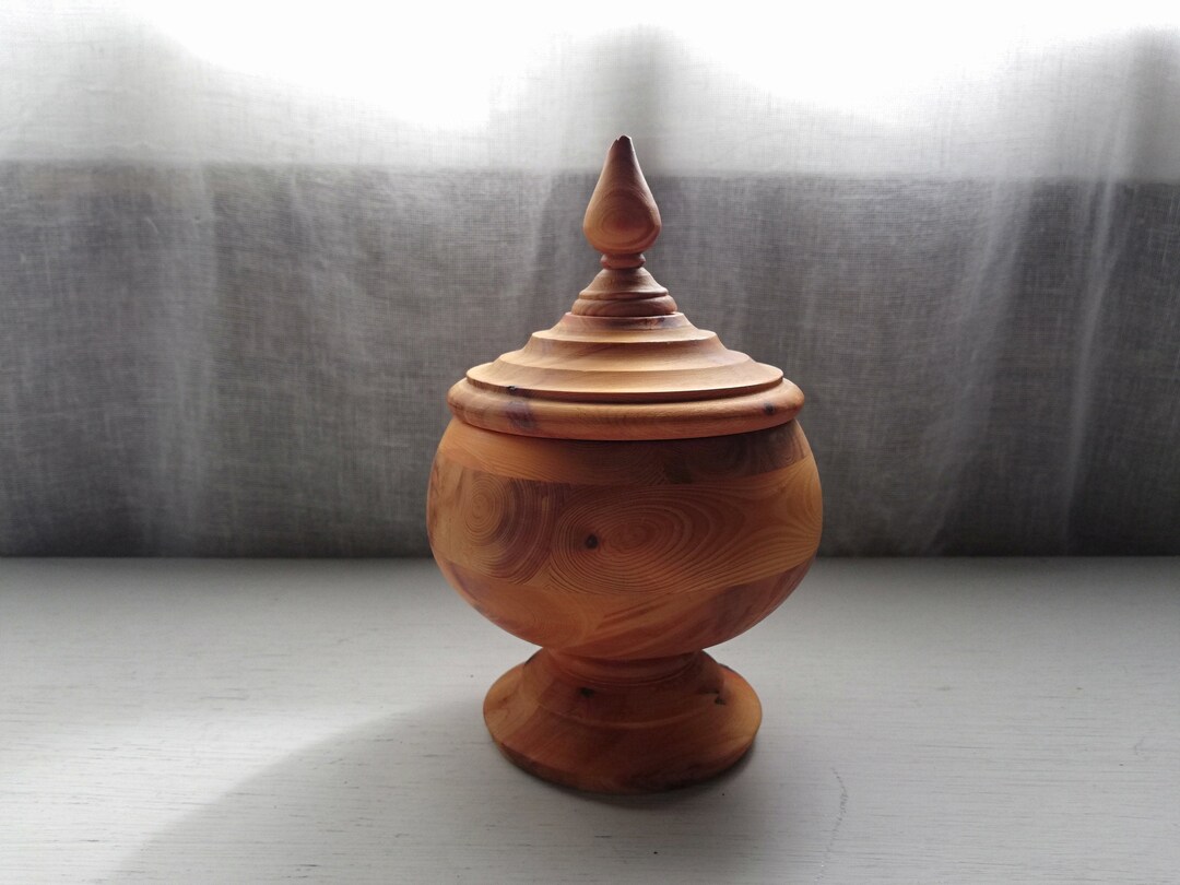 Mid Century Trinket Box Wooden Mosaic-round Box With Cover Nordic ...