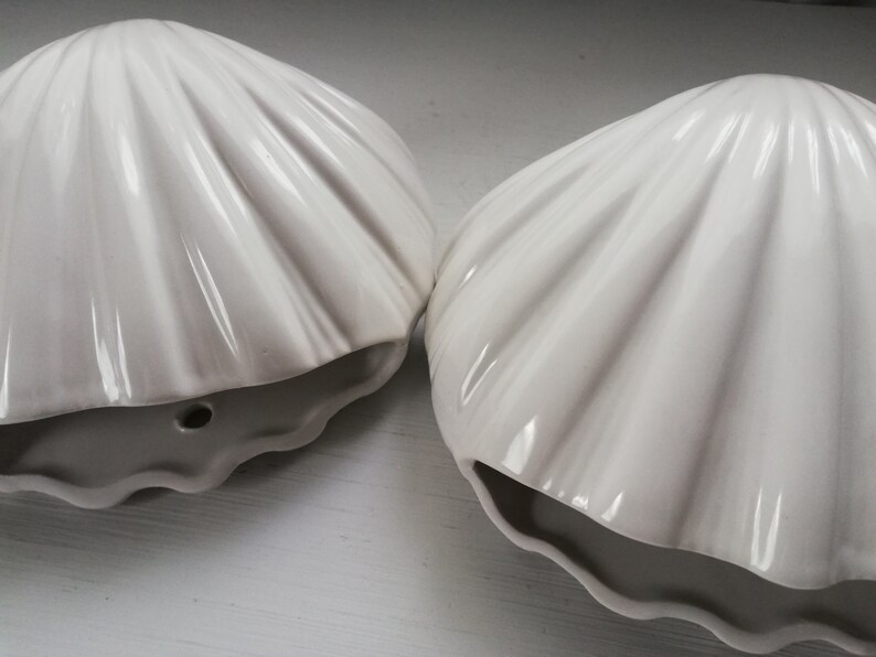 Mid Century Modern Pottery Shell Wall Vase Set of 2 Danish Modern 1970s ...