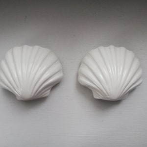 Mid Century Modern Pottery Shell Wall Vase Set of 2 Danish Modern 1970s ...