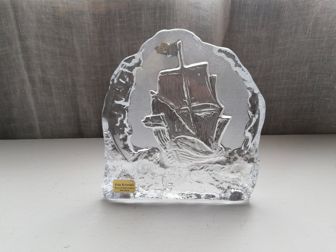 Eda Kristall Nya Glasbruket Sweden Glass Art Ship - Etsy