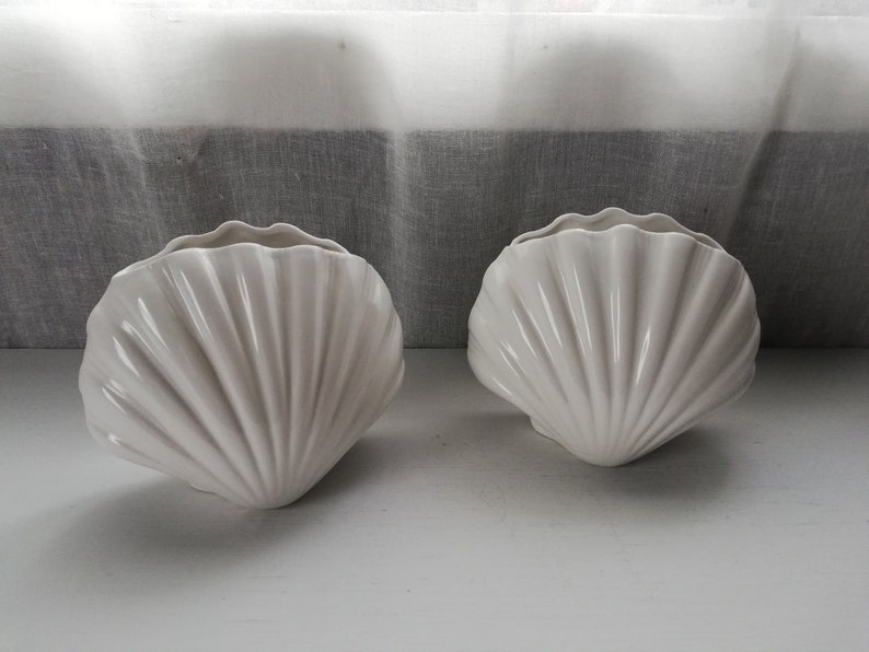 Mid Century Modern Pottery Shell Wall Vase Set of 2 Danish - Etsy