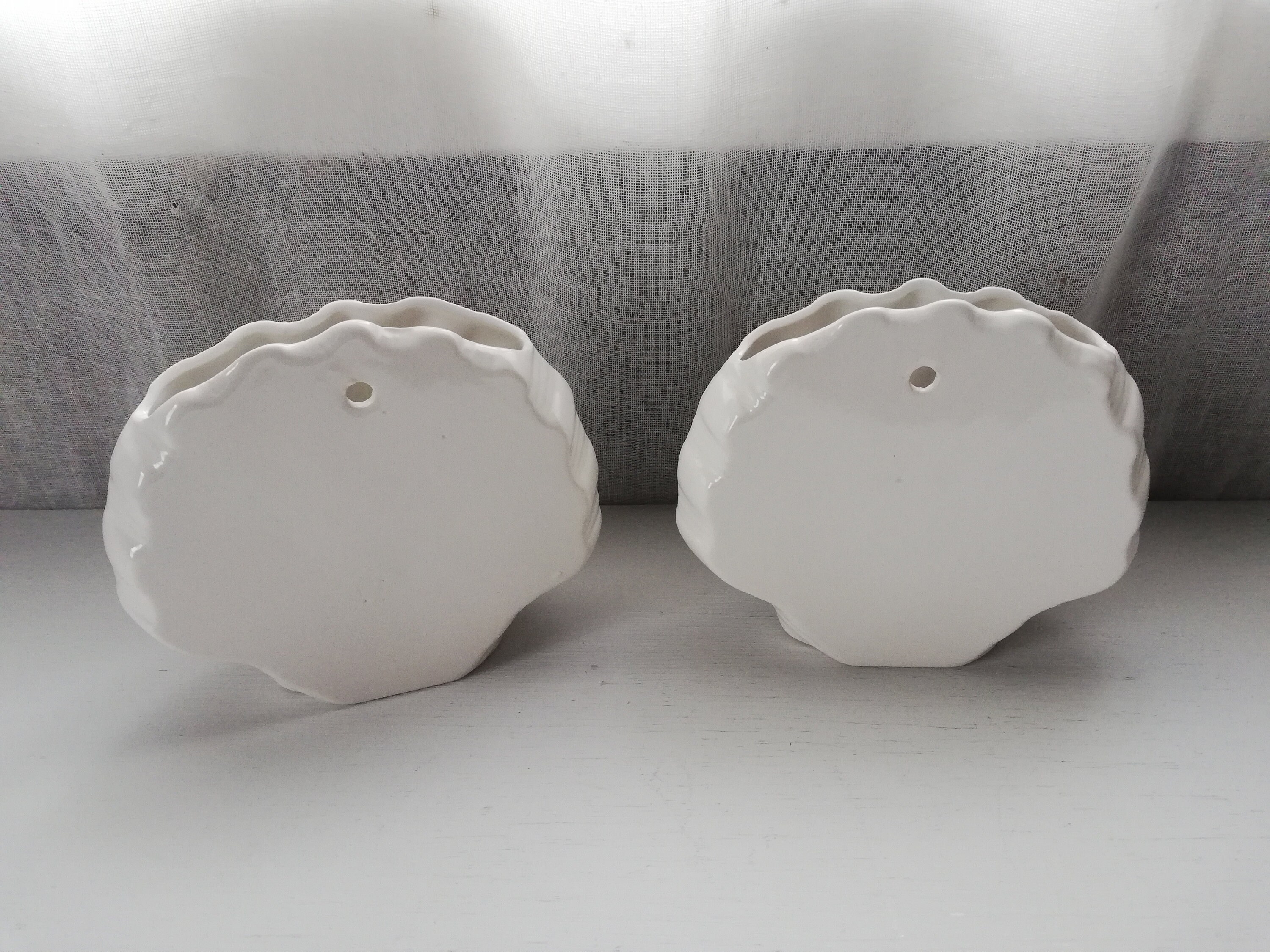 Mid Century Modern Pottery Shell Wall Vase Set of 2 Danish Modern 1970s ...