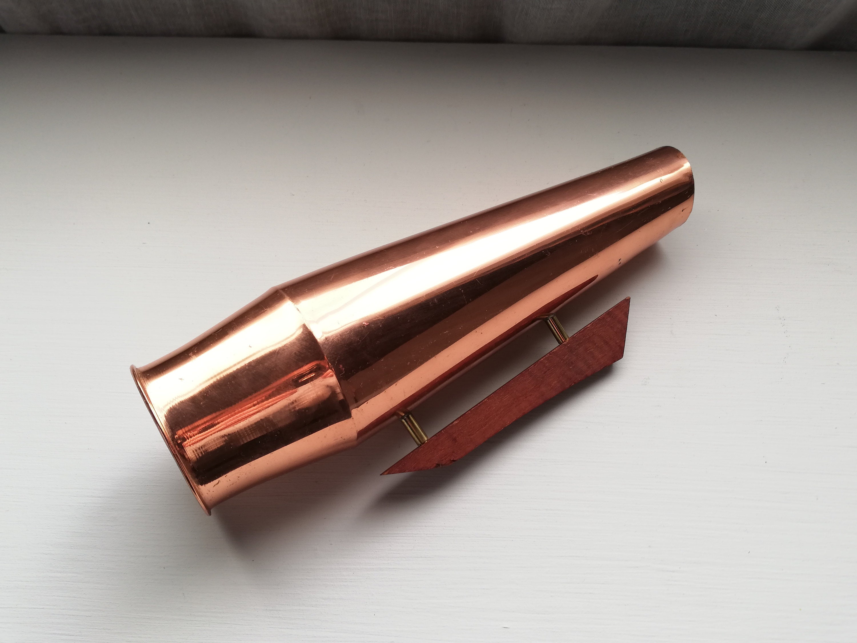 Mid Century Modern Large Size Copper Vase With Teak Wooden Handle ...