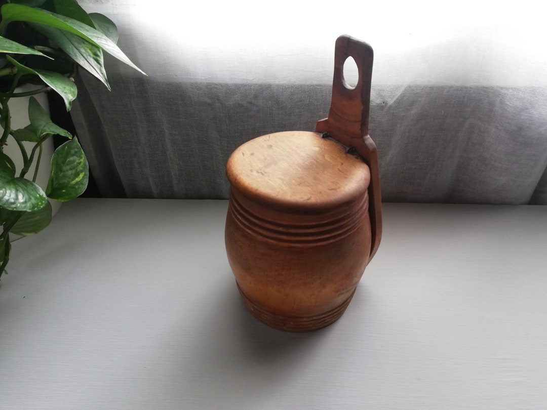 Antique Large Norwegian Salt Box With Lid Hand Carved Natural Wooden ...