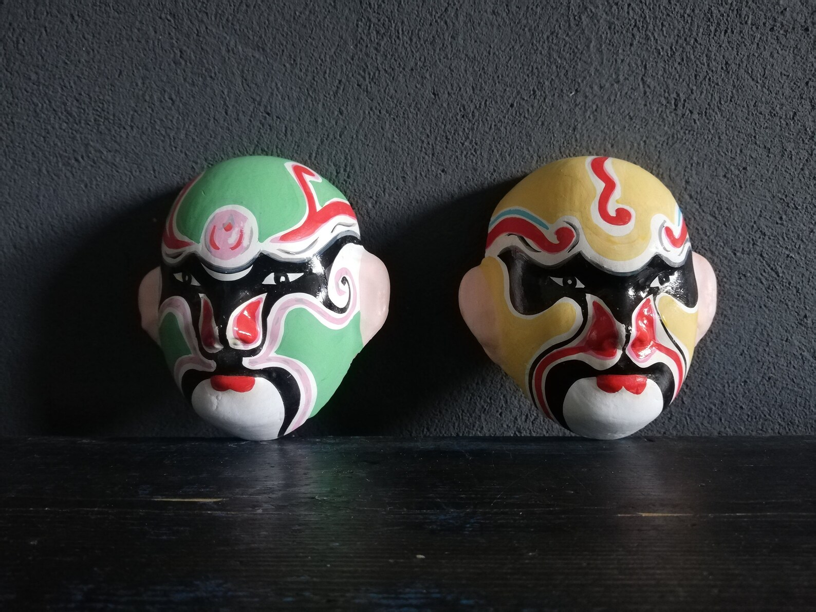 Chinese Opera Mask Set 2 Hand Painting Wall Decor With Box | Etsy