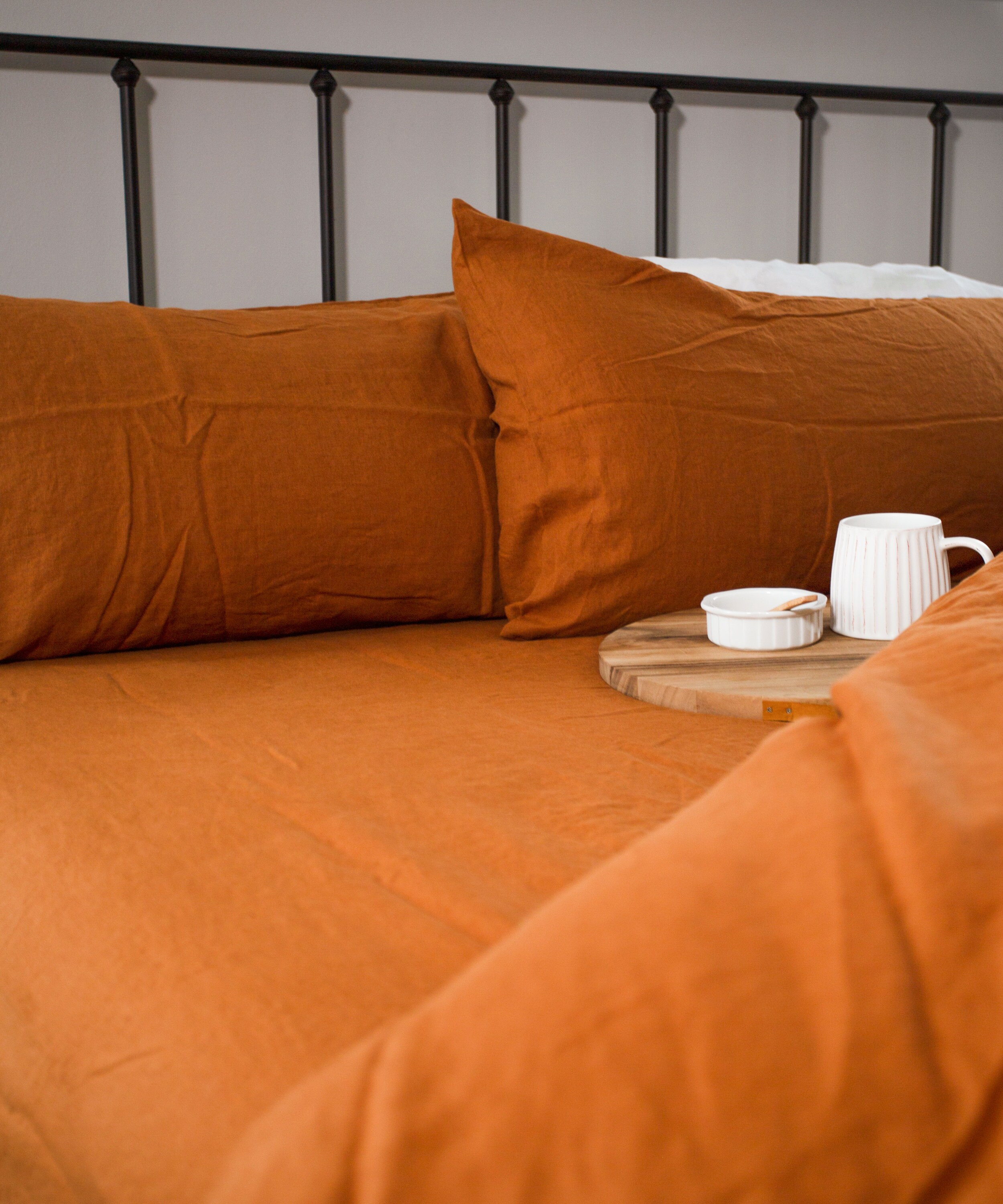 Linen Bedding Duvet in Rust Color Natural Rust King Queen - Etsy