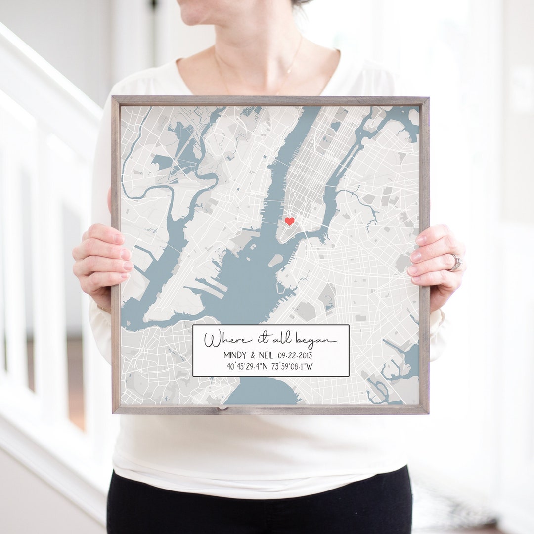 Personalized Map Print First Anniversary Gift Idea | Custom Street Map ...