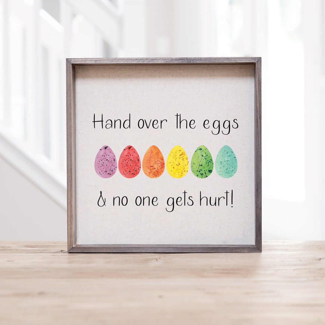 Funny Easter Eggs Wood Sign | Rainbow Watercolor Easter Decor - Etsy