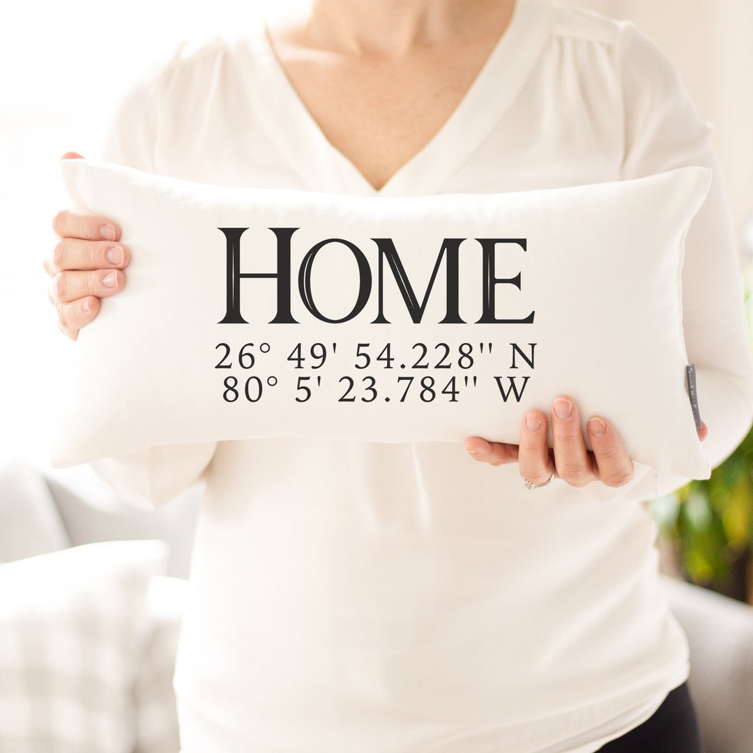 Home Coordinates Pillow | New Home Housewarming Gift | Realtors Closing ...