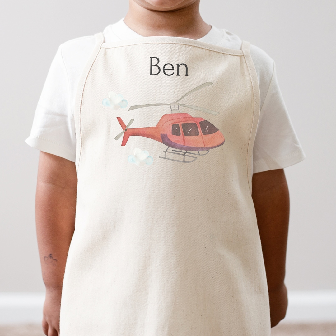 Helicopter Personalized Name Aprons for Kids Tie Back Apron ...