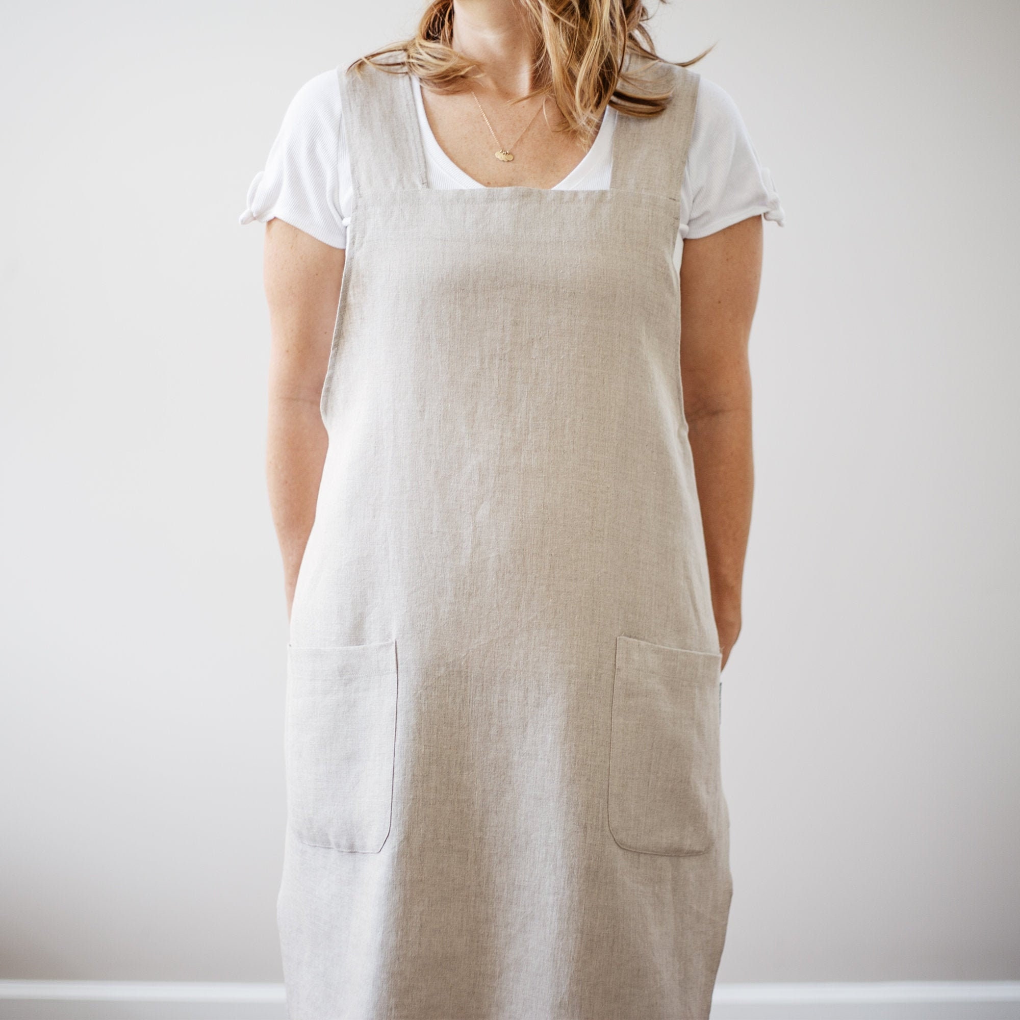 Linen Pinafore Apron Cross Back Linen Apron Japanese Style | Etsy