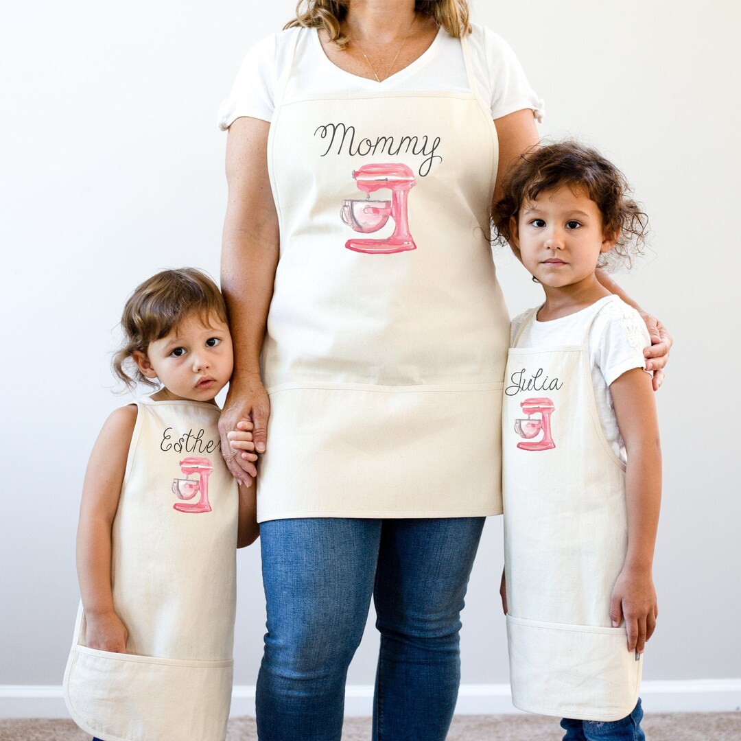 Mommy & Me Pink Mixer Apron Set | Mommy Me Mother's Day Gift Apron Set ...