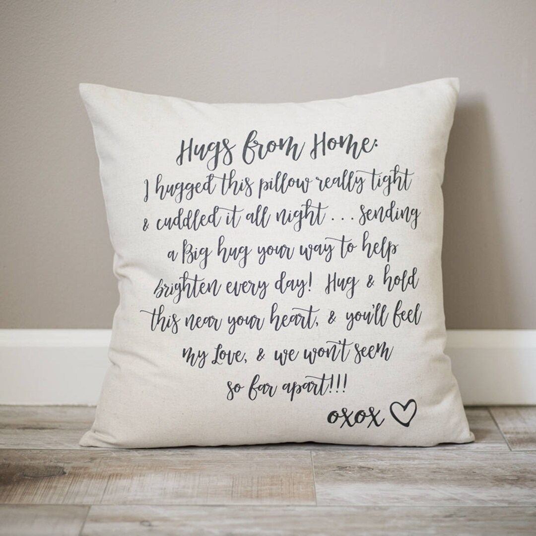 Hugs From Home Pillow | Dorm Decor | Get Well Soon | Gift for Him ...