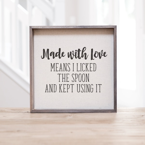 Made With Love Licked Spoon Sign - Etsy