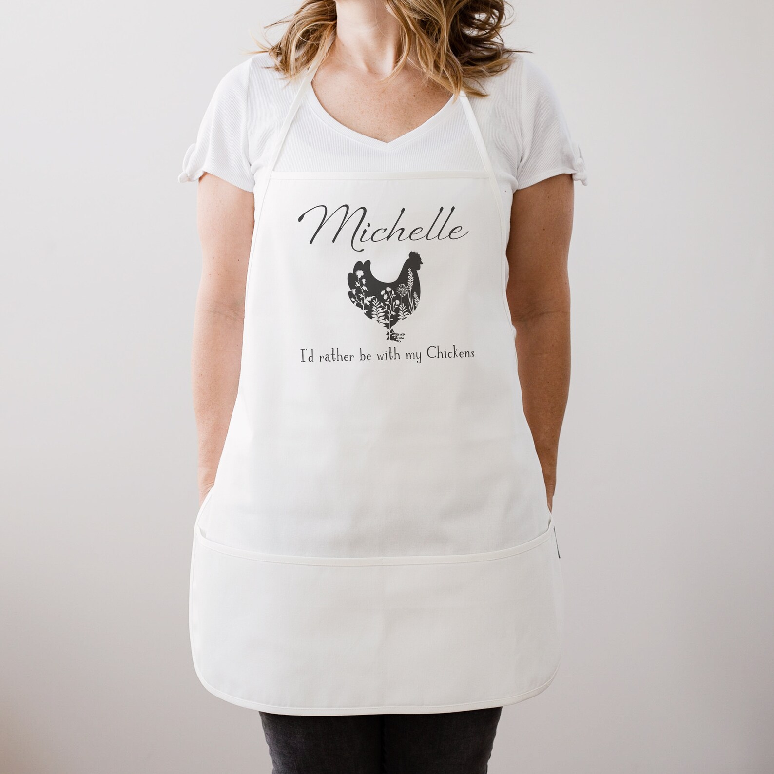 I'd Rather Be With My Chickens Personalized Kitchen Apron | Chicken ...