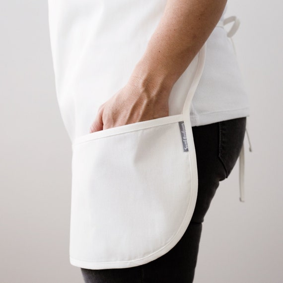 White Apron With Pocket Full Kitchen Apron Kitchen Wear | Etsy