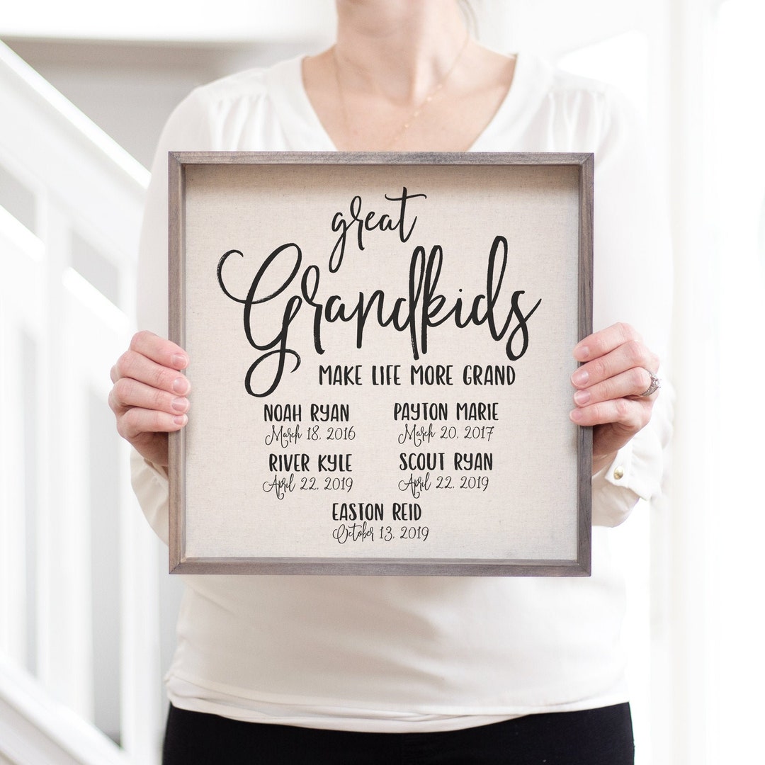 Personalized Grandkids Names Sign | Weathered Wood Grandparent Gift - Etsy