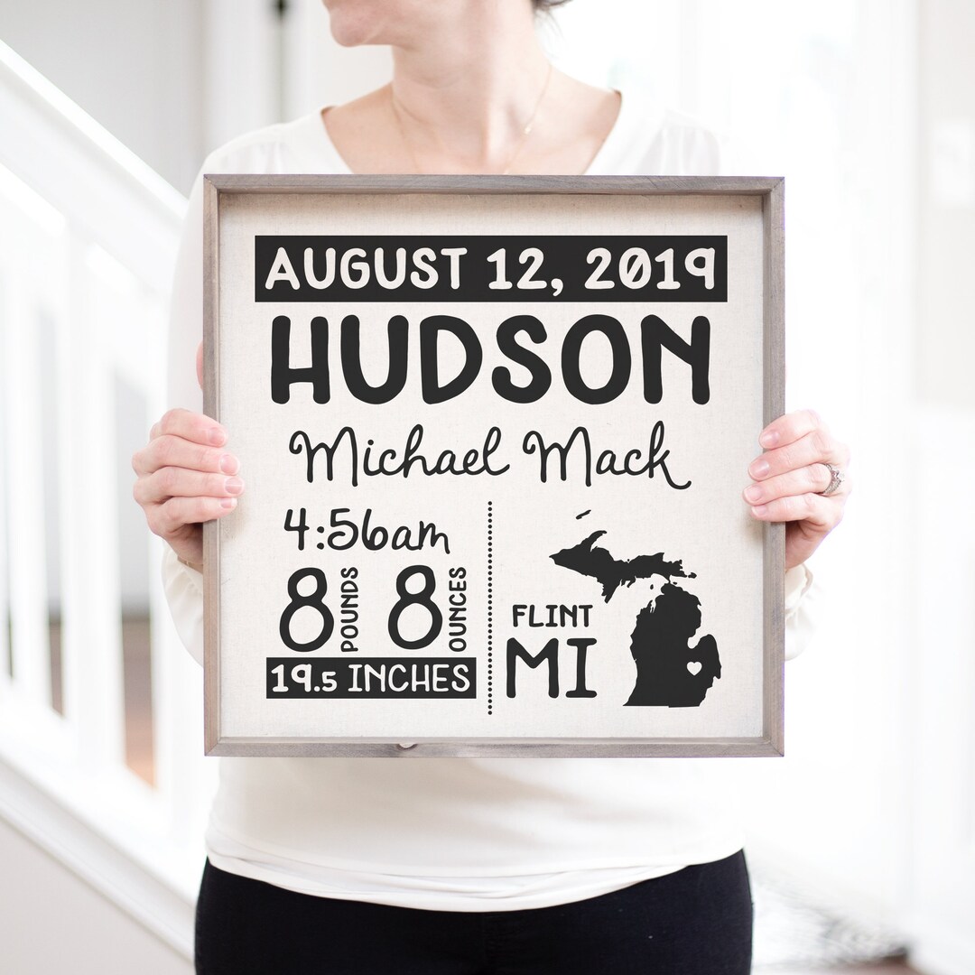 Birth Announcement Sign | Personalized Baby Sign | Baby Stats Sign ...