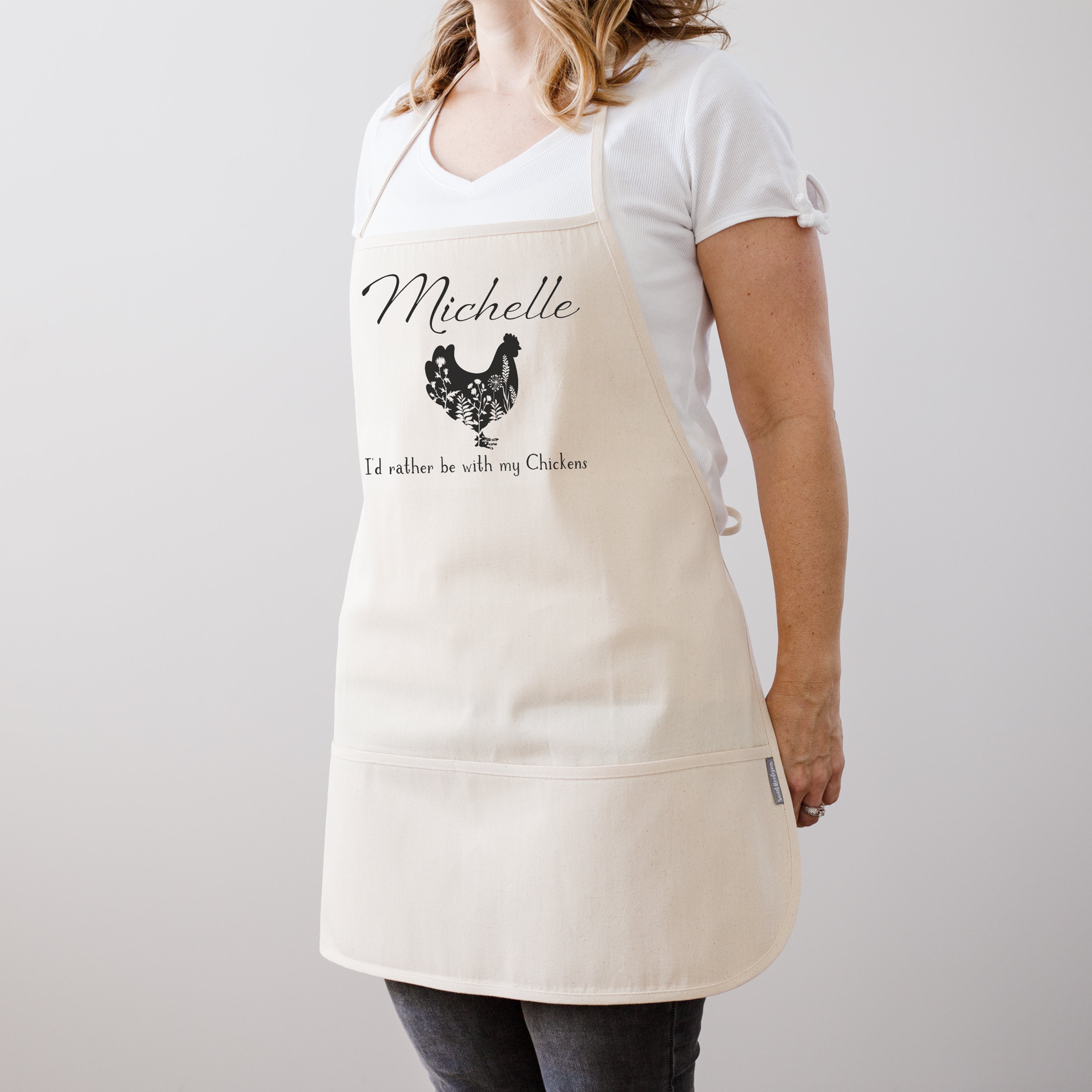 I'd Rather Be With My Chickens Personalized Kitchen Apron | Chicken ...