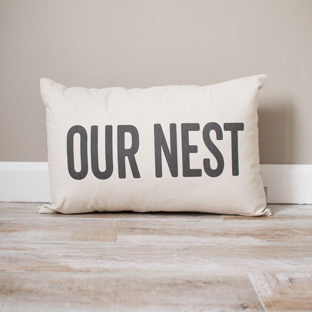 Our Nest Pillow | Rustic Linen Blend Throw Pillow - Etsy