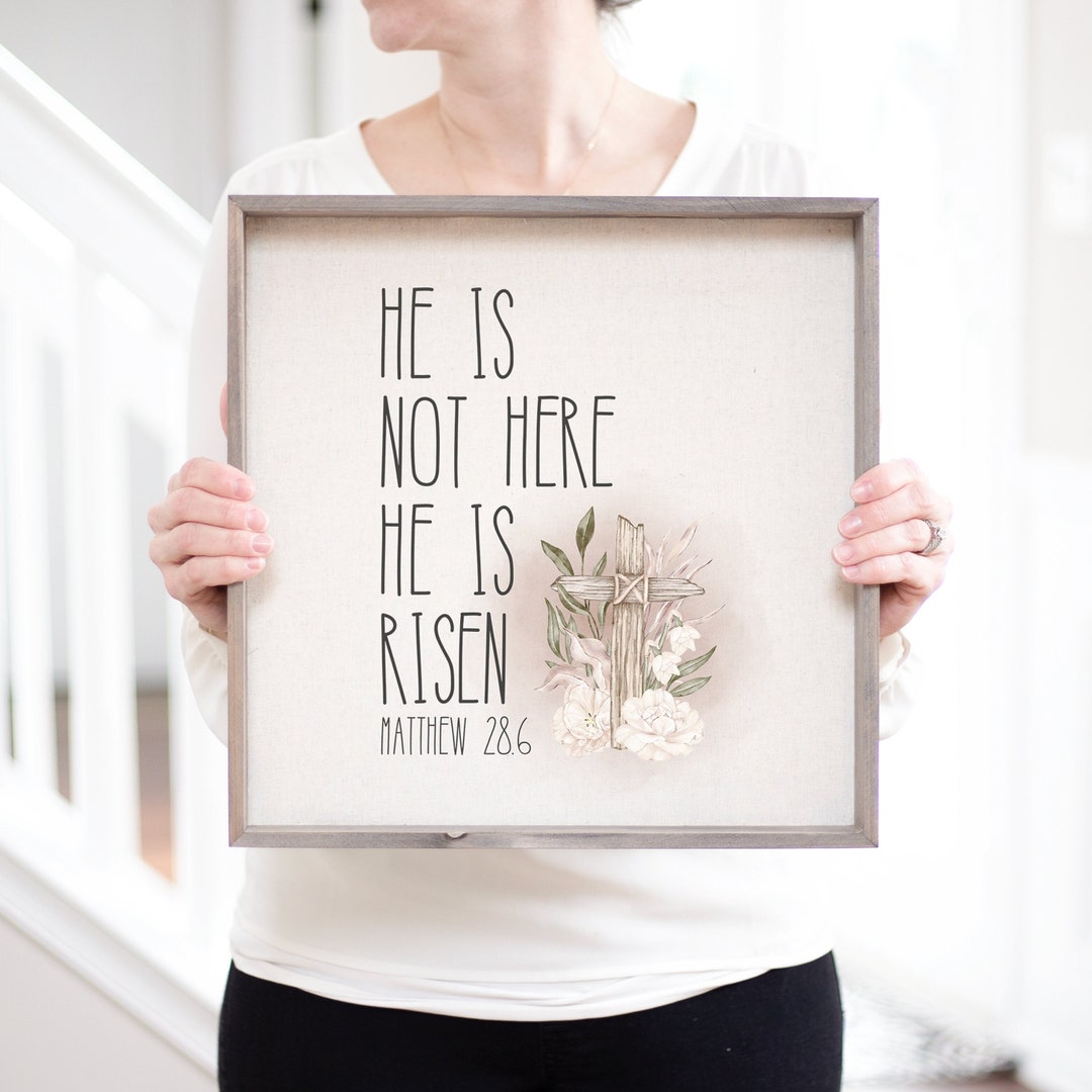He is Not Here He is Risen Easter Sign | Matthew 28:6 Easter Sign ...