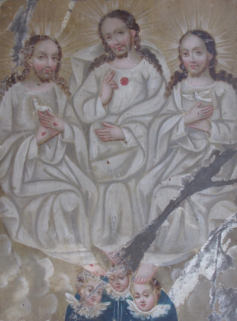 La Santisima Trinidad Retablo/ the Holy Trinity Devotional Painting ...