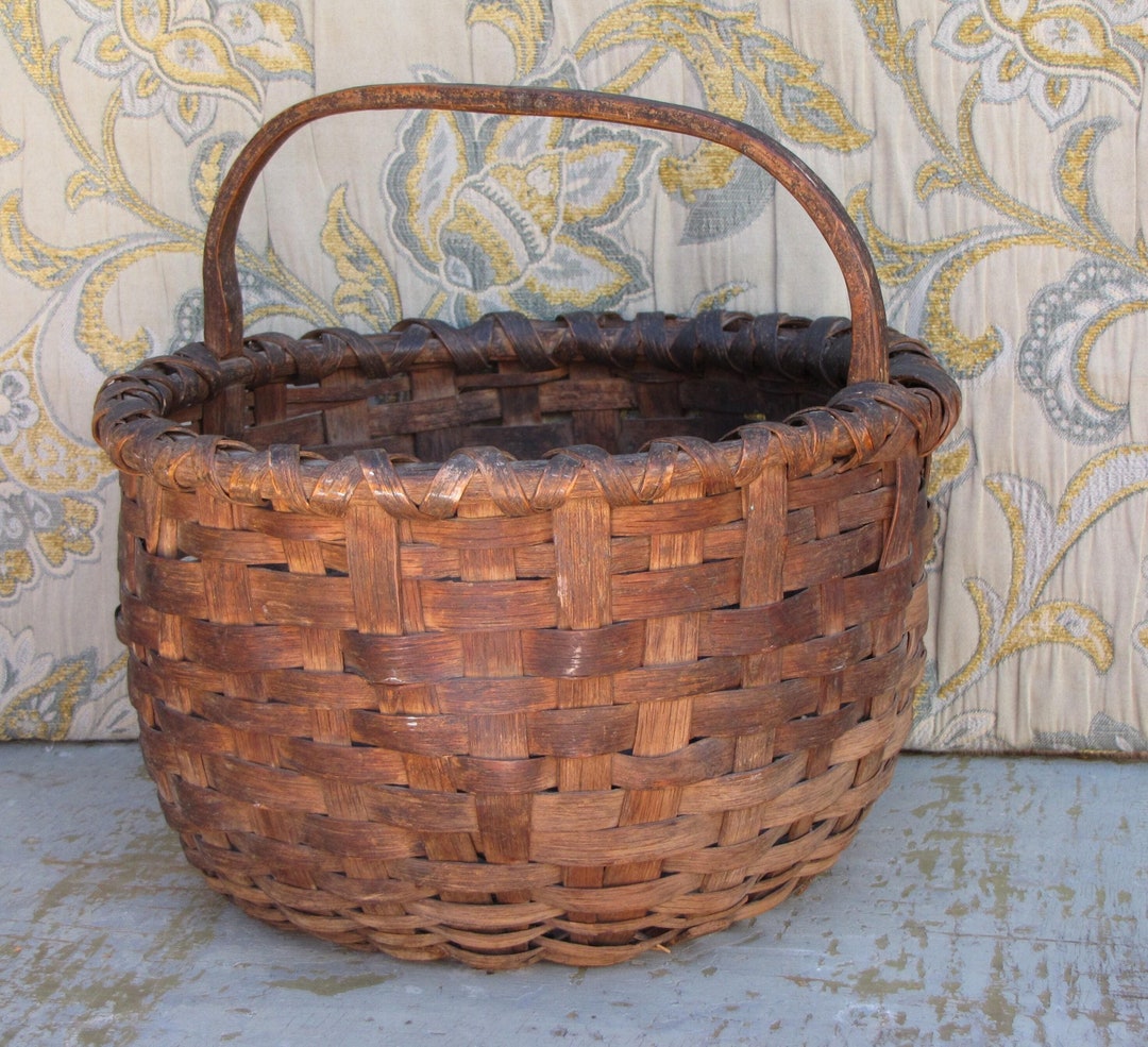 Ash Splint Basket/ Antique Baskets/ New England Gathering Baskets/ Farm ...