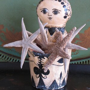 Gemma Toccogna Paper Mache Vessel/ Folk Art Vase/ Vintage Paper Mache ...